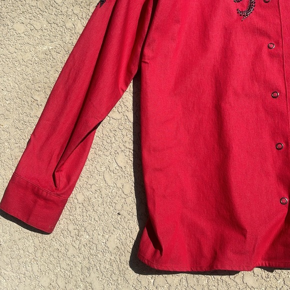 Victor Costa | Tops | Vintage Victor Costa Red Beaded Button Down Shirt ...